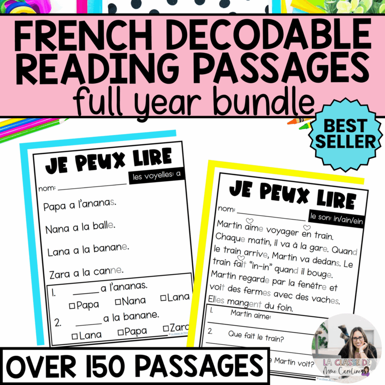 French Decodable Reading Passages and Comprehension Questions Full Year ...
