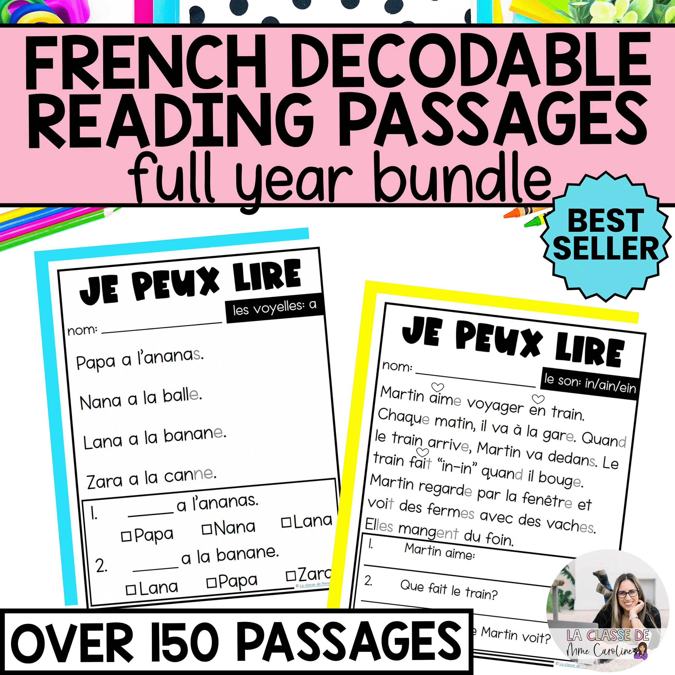 French Decodable Reading Passages and Comprehension Questions Full Year ...