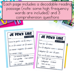 French Decodable Reading Passages and Comprehension Questions Full Year ...
