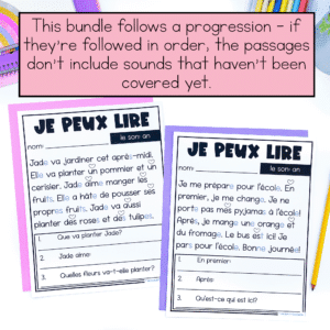French Decodable Reading Passages and Comprehension Questions Full Year ...