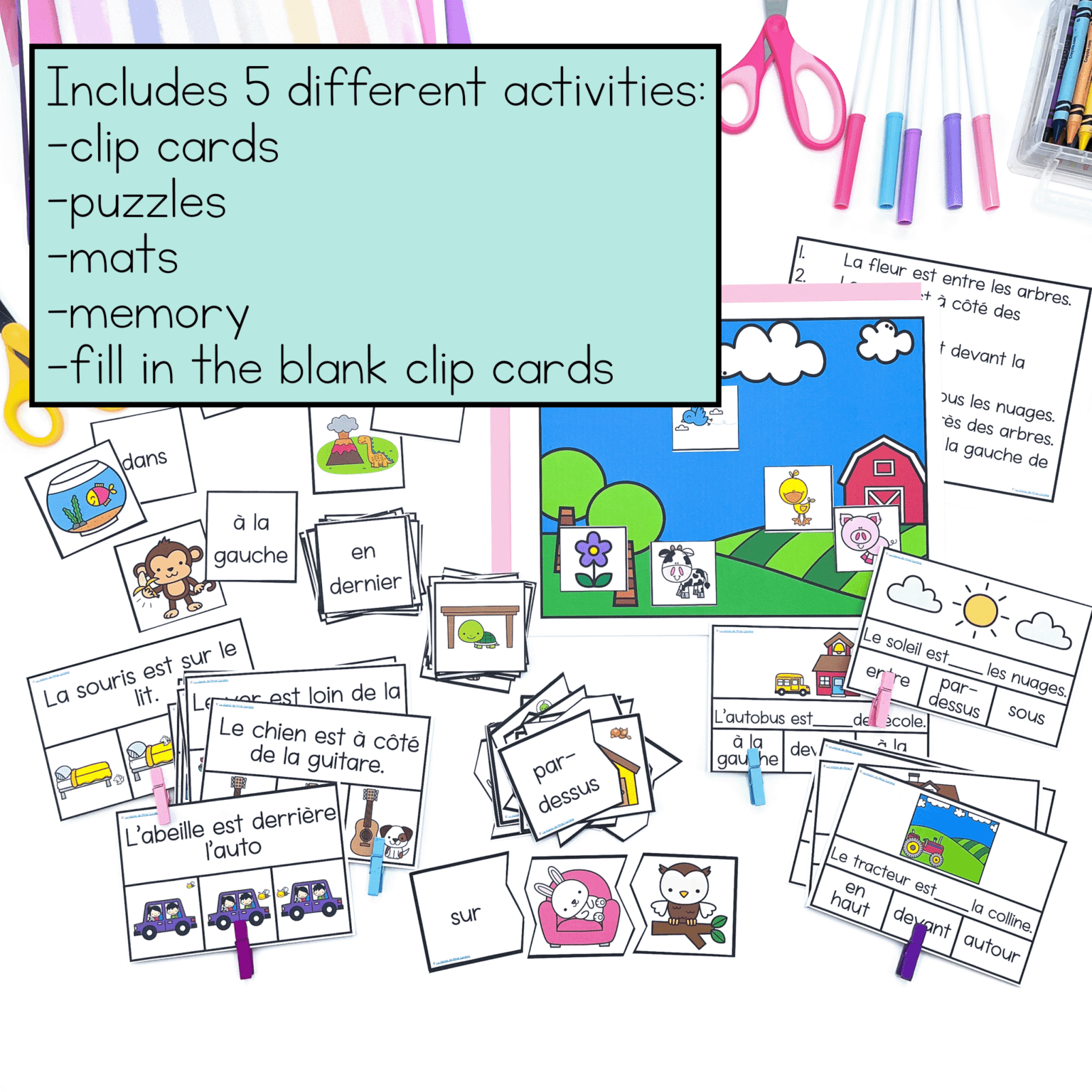 French Prepositions Task Cards and Centres for Primary | Les ...