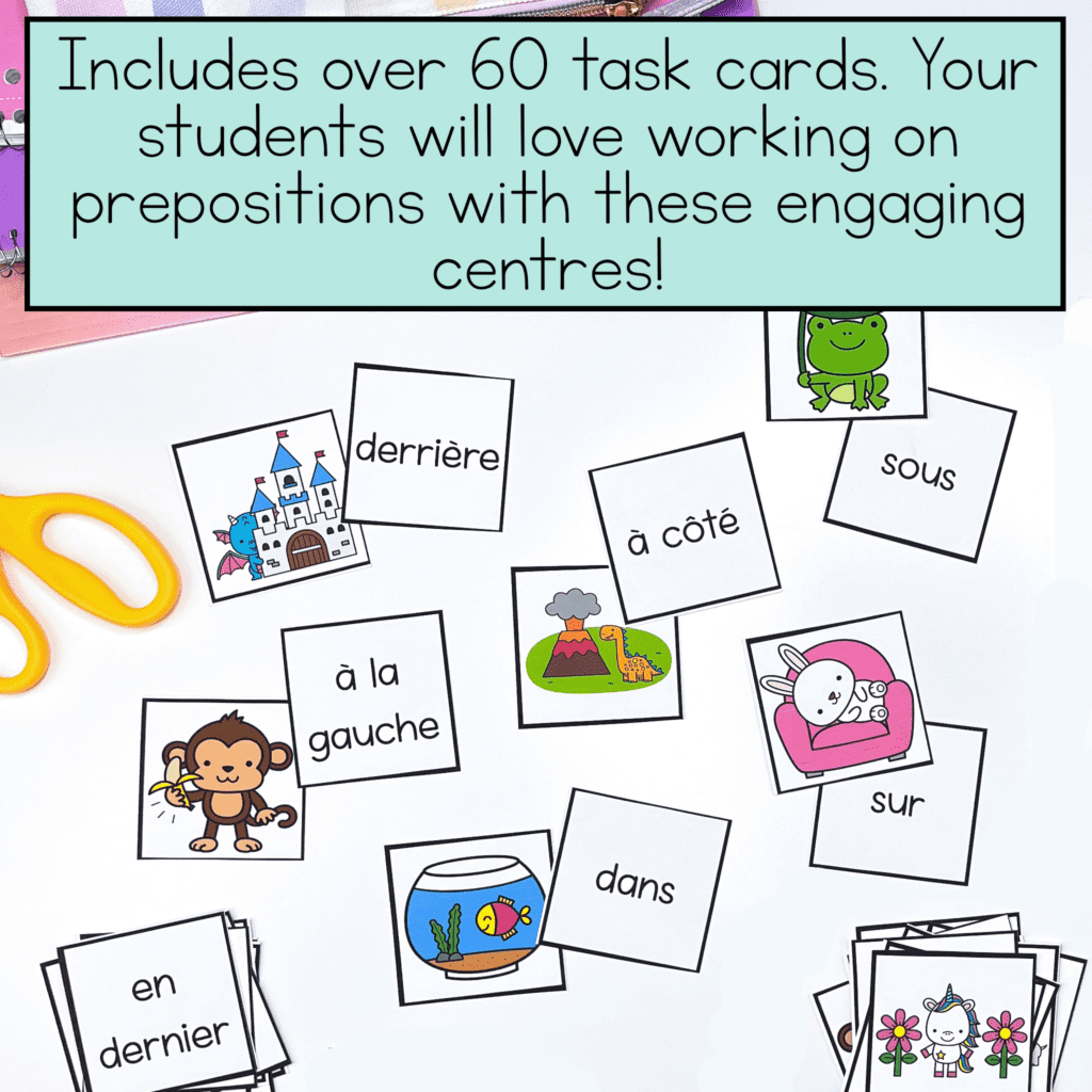French Prepositions Task Cards and Centres for Primary | Les ...