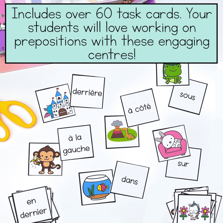 French Prepositions Task Cards and Centres for Primary | Les ...