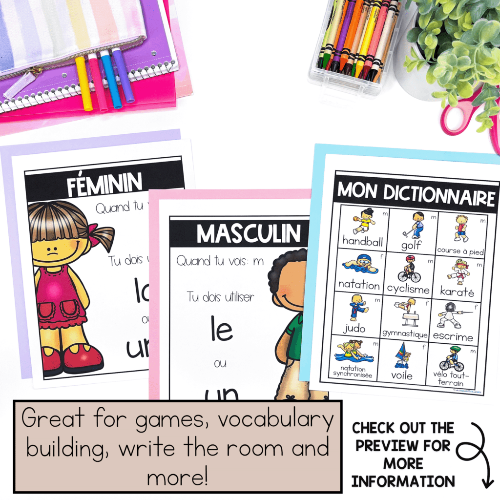 French Sports Vocabulary Word Wall Cards | Cartes de vocabulaire les ...