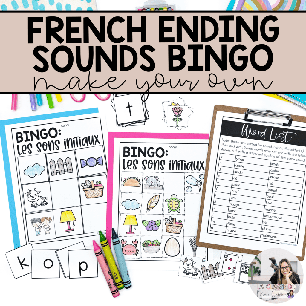 French BINGO for Ending Sounds - Phonological Awareness for Primary ...