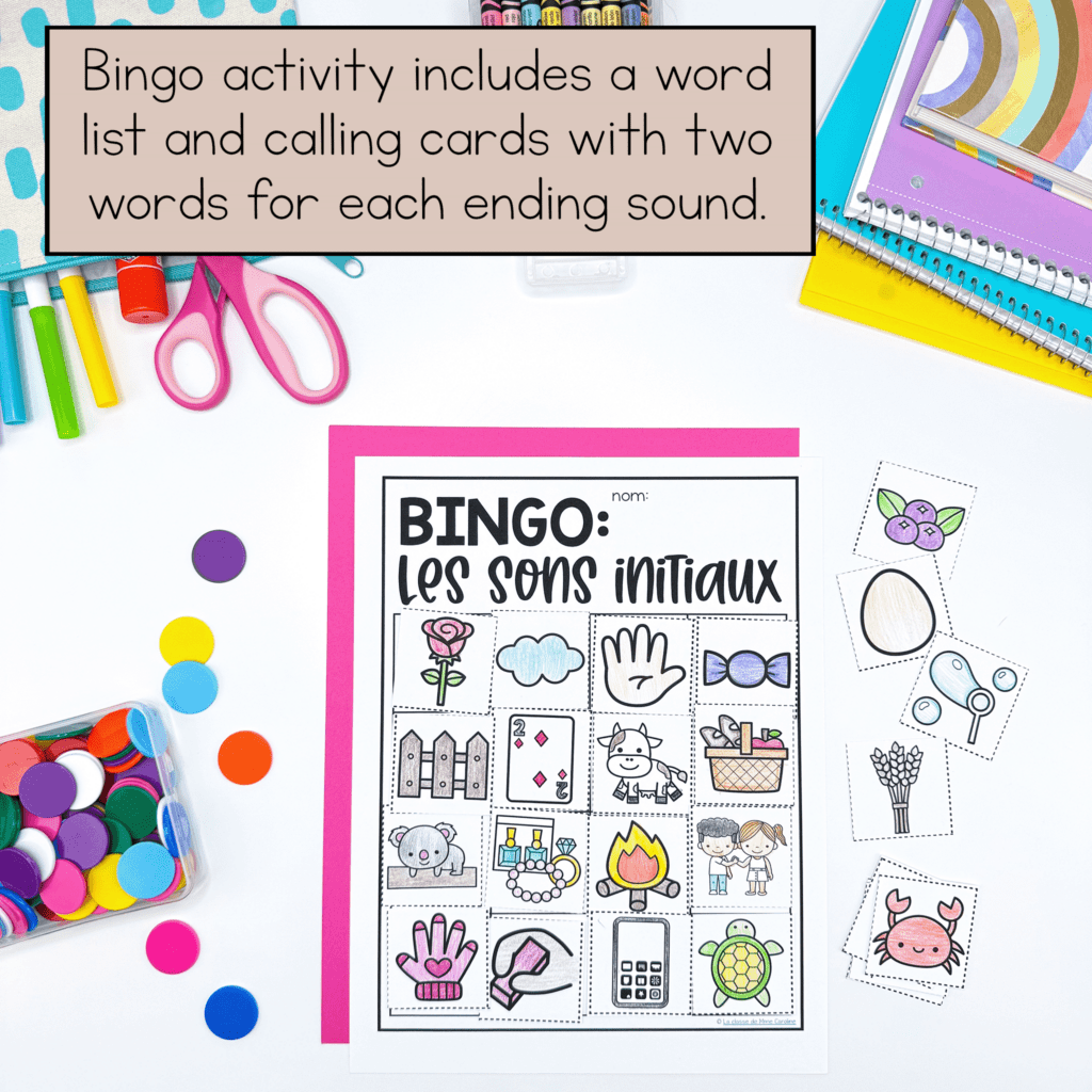 French BINGO for Ending Sounds - Phonological Awareness for Primary ...