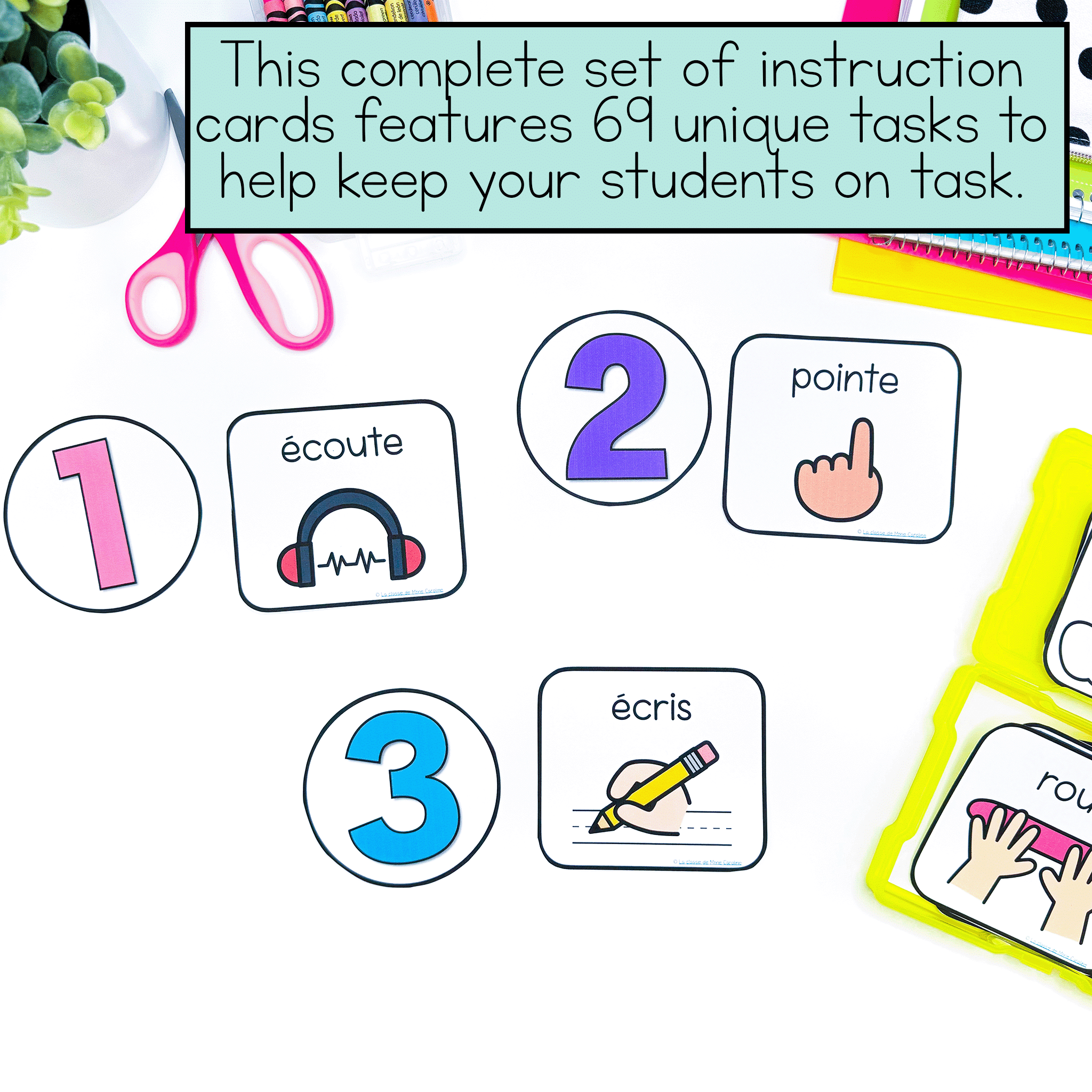 French Visual Instruction Cards for Primary Students | Visual ...
