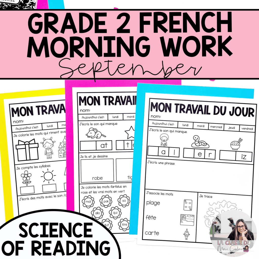 French Morning Work for September - Grade 2 - Le travail du matin pour ...