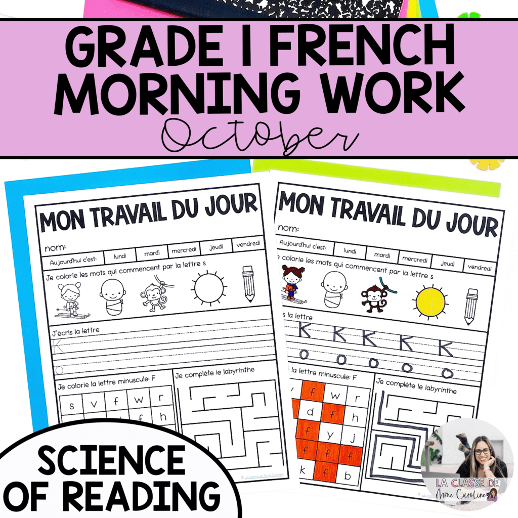 French Morning Work for October - Grade 1 - Le travail du matin pour ...