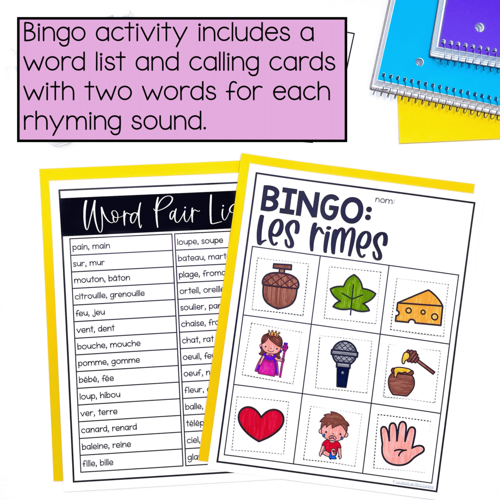 French BINGO for Rhyming Words - Phonological Awareness for Primary ...