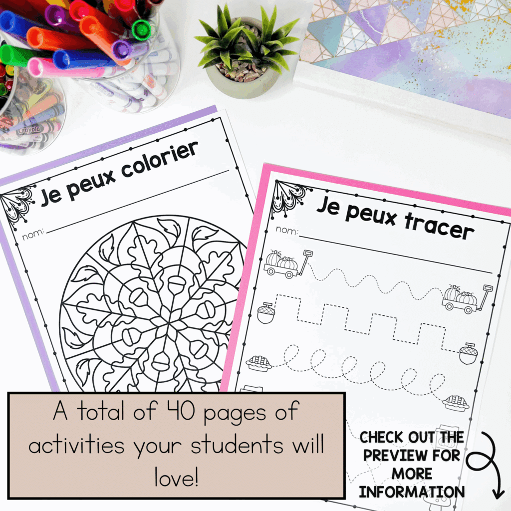 French Fall Activities for Kindergarten and Grade 1 - Les activités d ...