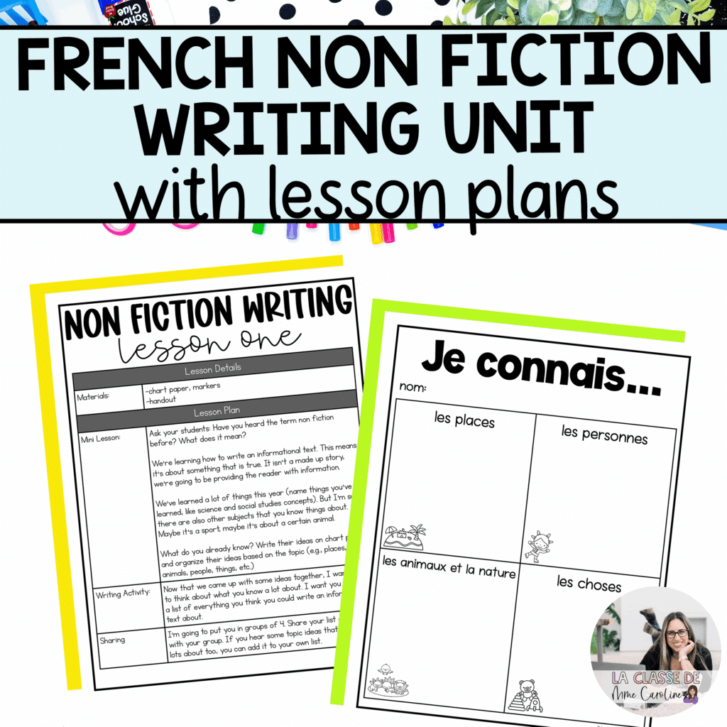 French Non-Fiction Writing Unit for Primary Grades - l’écriture non ...