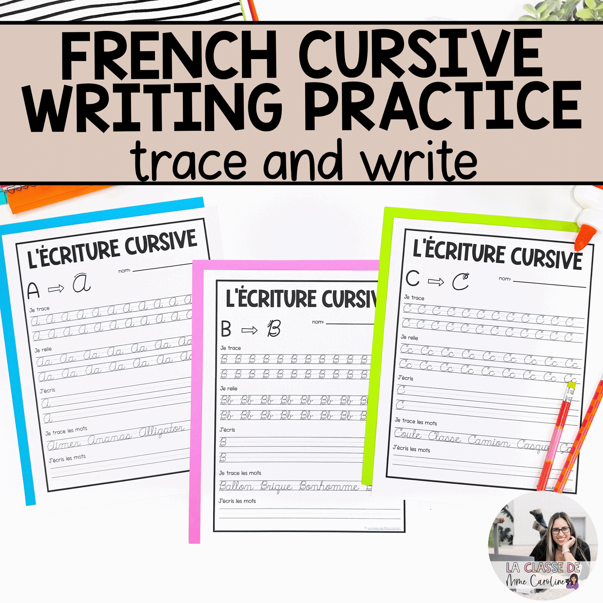 French Cursive Writing Practice | Exercices d'Écriture Cursive - La ...