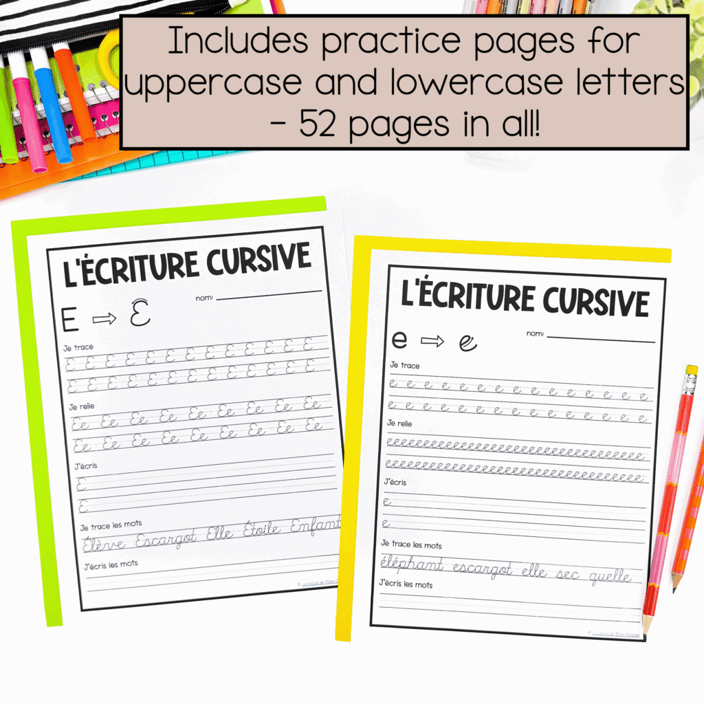 French Cursive Writing Practice | Exercices d'Écriture Cursive - La ...